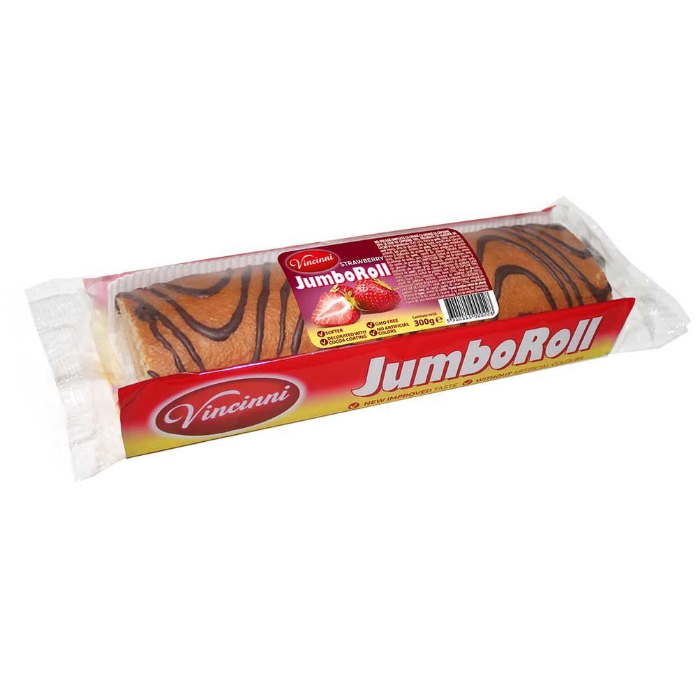 VINCINNI Jumbo Swiss Roll Strawberry 300g/10.5oz – FAST PAK